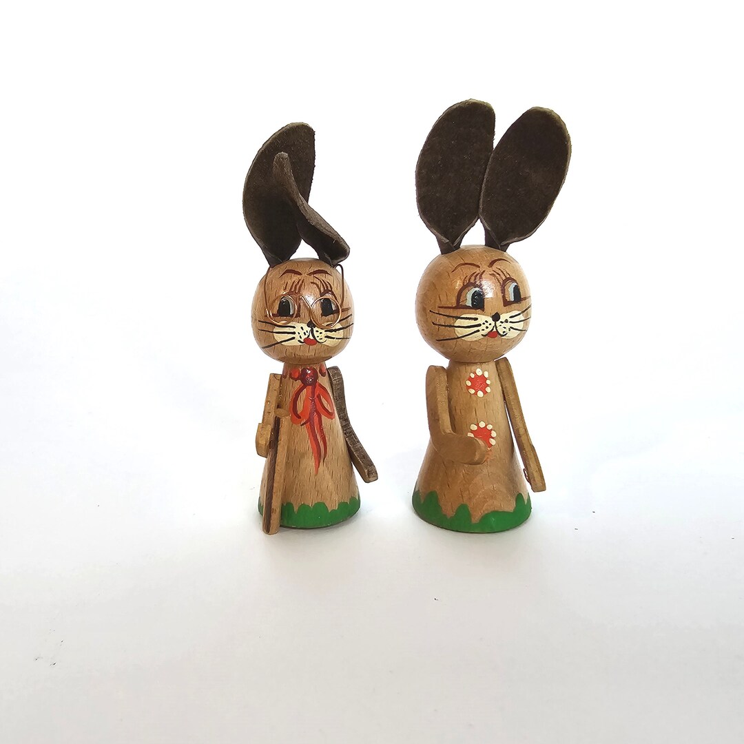 Vintage Erzgebirge Wooden Easter Bunnies, German Folk Art Pair - Etsy