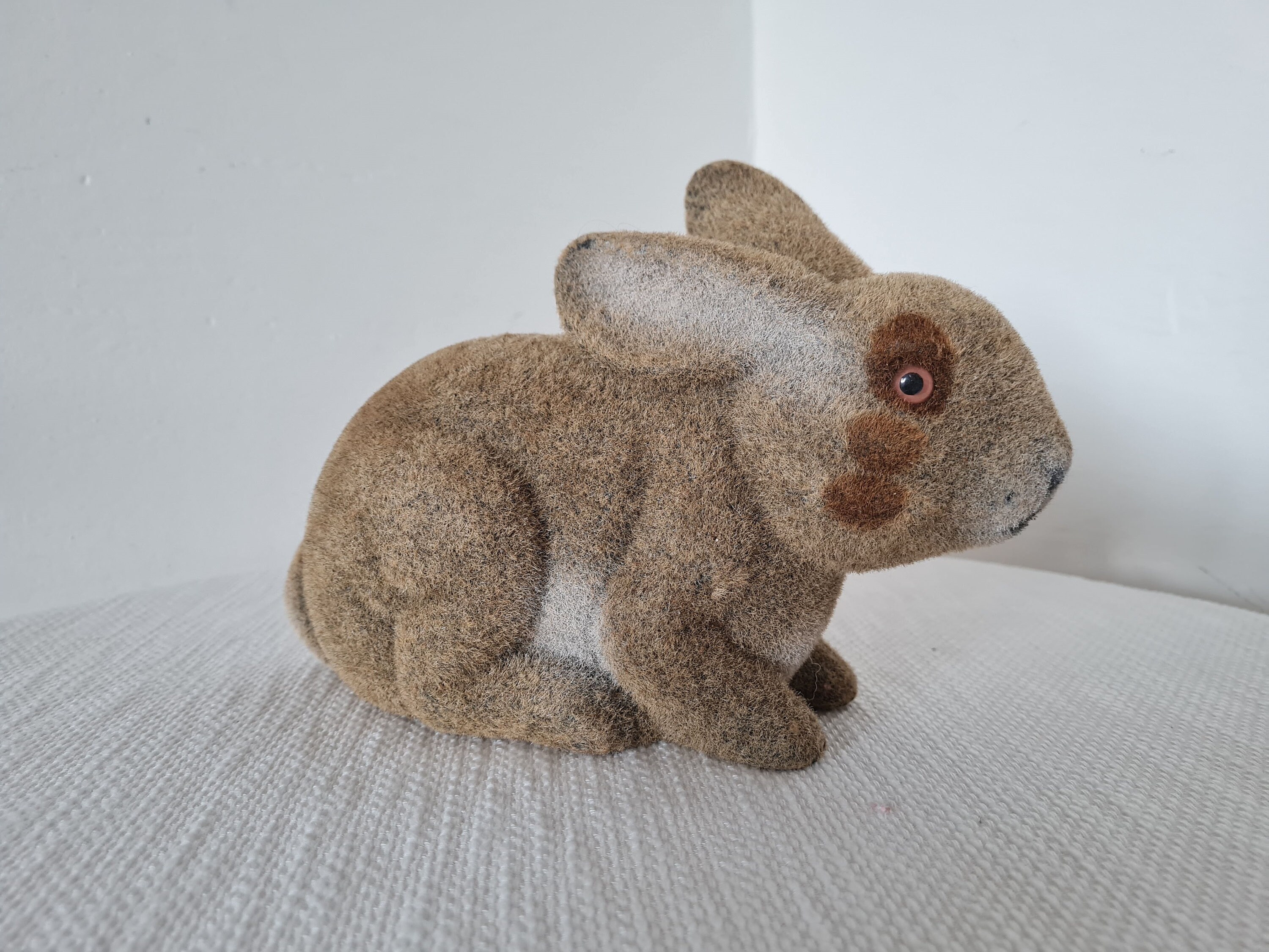 German Brown Bunny Flocked Animal Figurine - Etsy