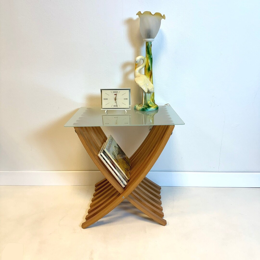 Vintage Ikea EKEBERG Side Table Beech and Glass Folding Side - Etsy
