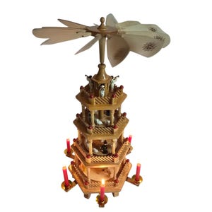 Vintage Big German Pyramid Handmade Wooden Figurines 4 Floors 56 Cm ...