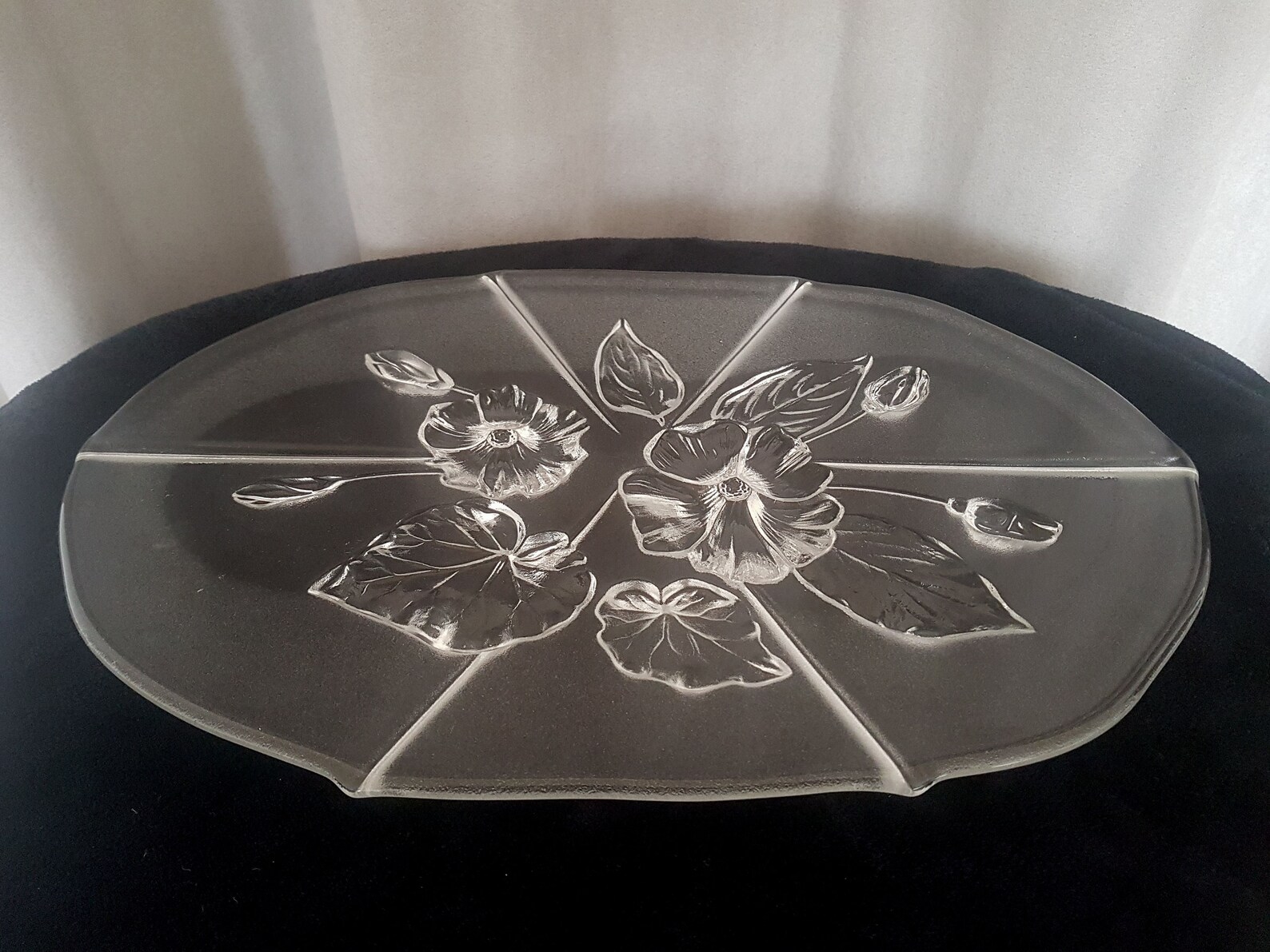 Vintage Glass Tray With Raised Roses Serving Bowl Platter Dish | Etsy