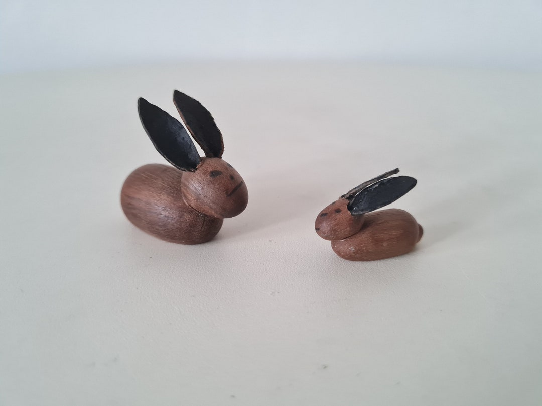 Vintage Erzgebirge paire de lapins de Pâques art folklorique peint à la ...