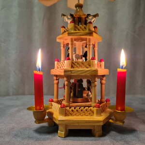 Vintage Small German Pyramid Handmade Wooden Figurines for 3x Candles ...