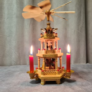 Vintage Small German Pyramid Handmade Wooden Figurines for 3x Candles ...