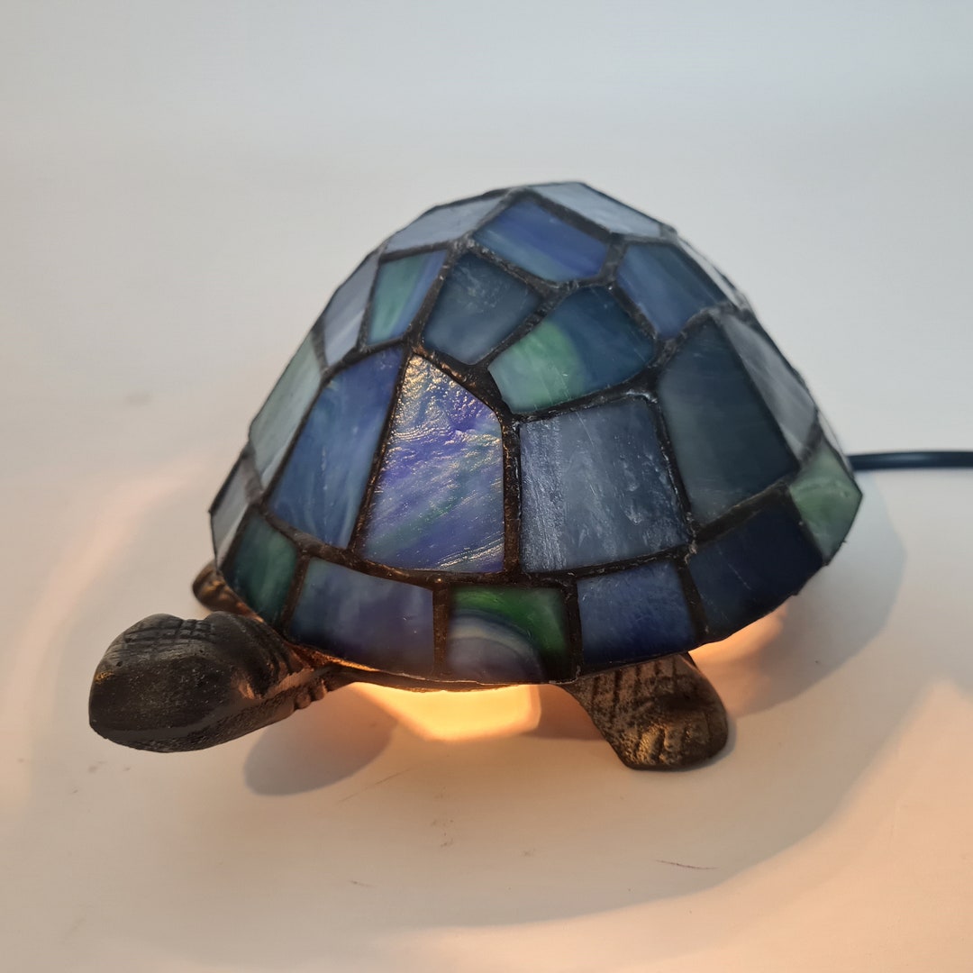 Vintage Tiffany Style Blue Turtle Accent Lamp - Etsy