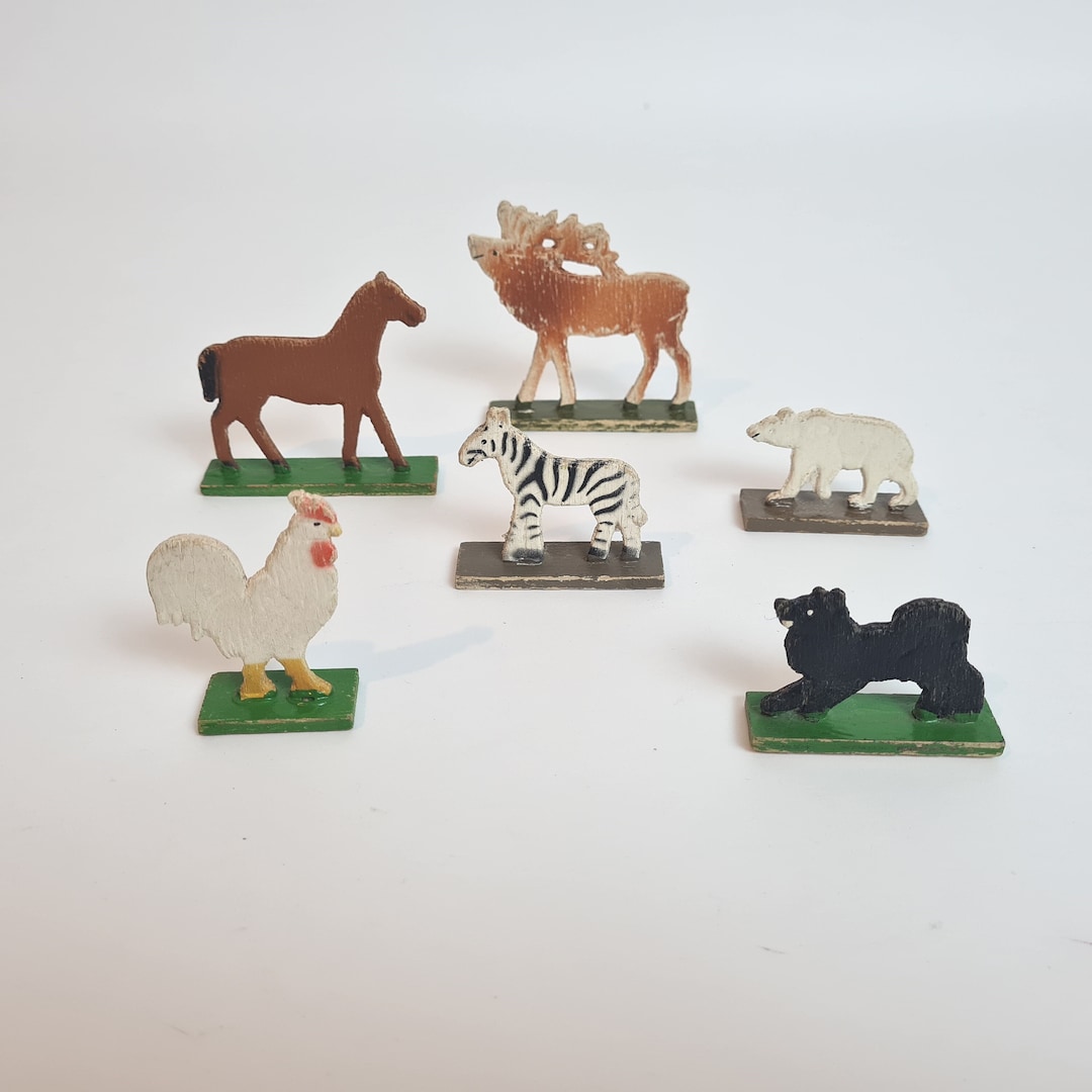 Vintage Erzgebirge Animal Wooden Hand Painted Flat Figurine Putz ...