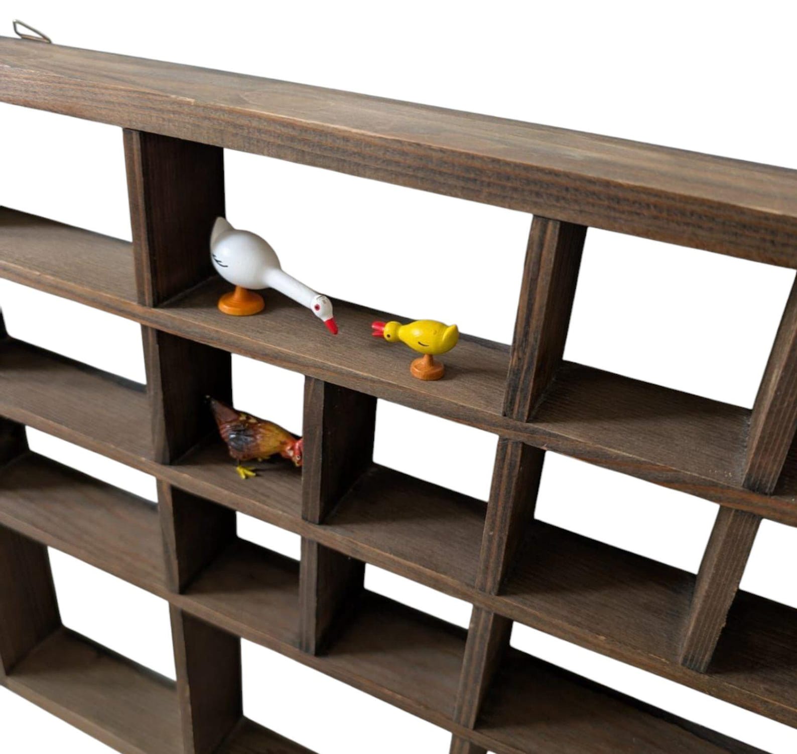 Vintage Wooden Wall Display Shelf With Multiple Compartments ...