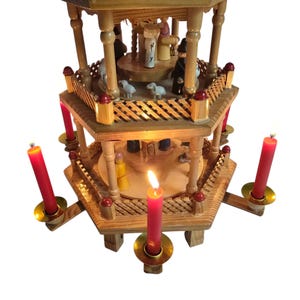 Vintage Big German Pyramid Handmade Wooden Figurines 4 Floors 56 Cm ...