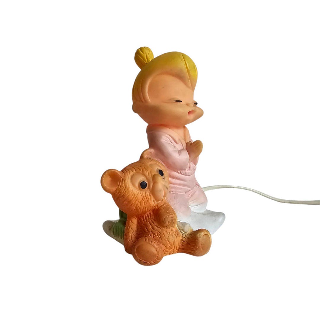 Vintage Collectible Rubber Night Light Praying Girl With Teddy Bear. - Etsy