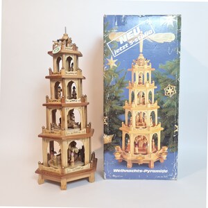 Vintage Big German Pyramid Handmade Wooden Figurines 5 Floors 67 Cm ...