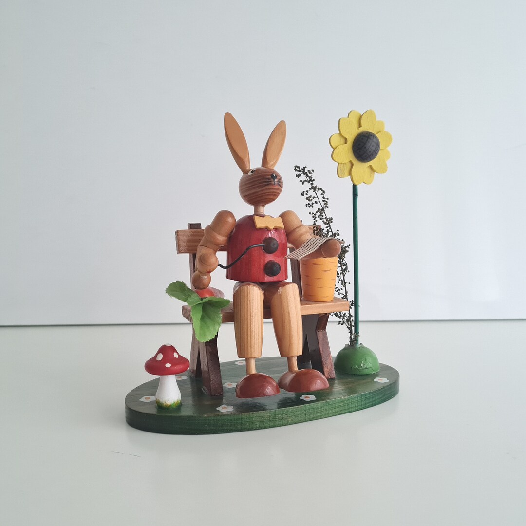 Vintage Erzgebirge Easter Bunny Folk Art Hand Painted Made in East ...