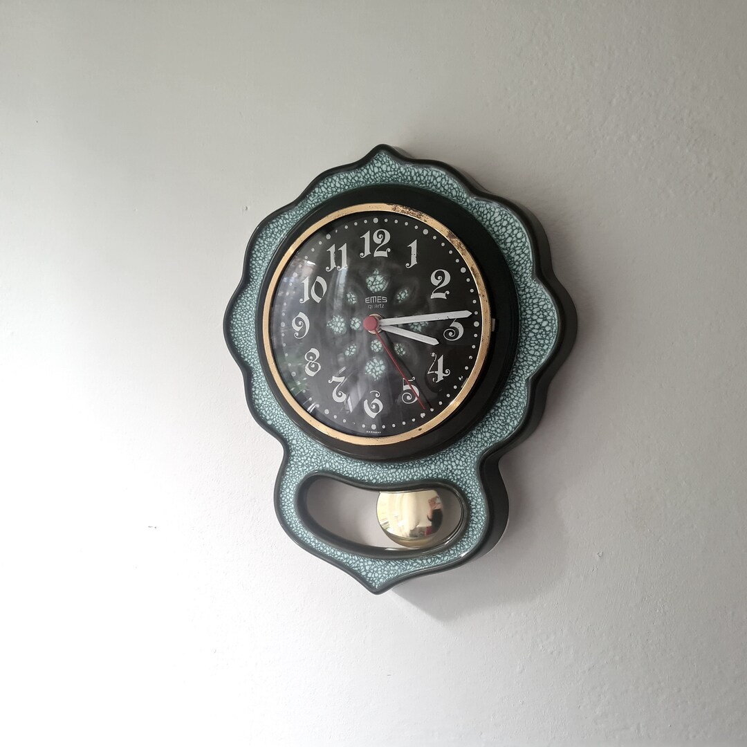 Delightful Vintage Mid Century Wall Pendulum Germany Wall Clock, Fat ...