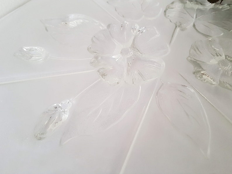 Vintage Glass Tray With Raised Roses Serving Bowl Platter Dish | Etsy