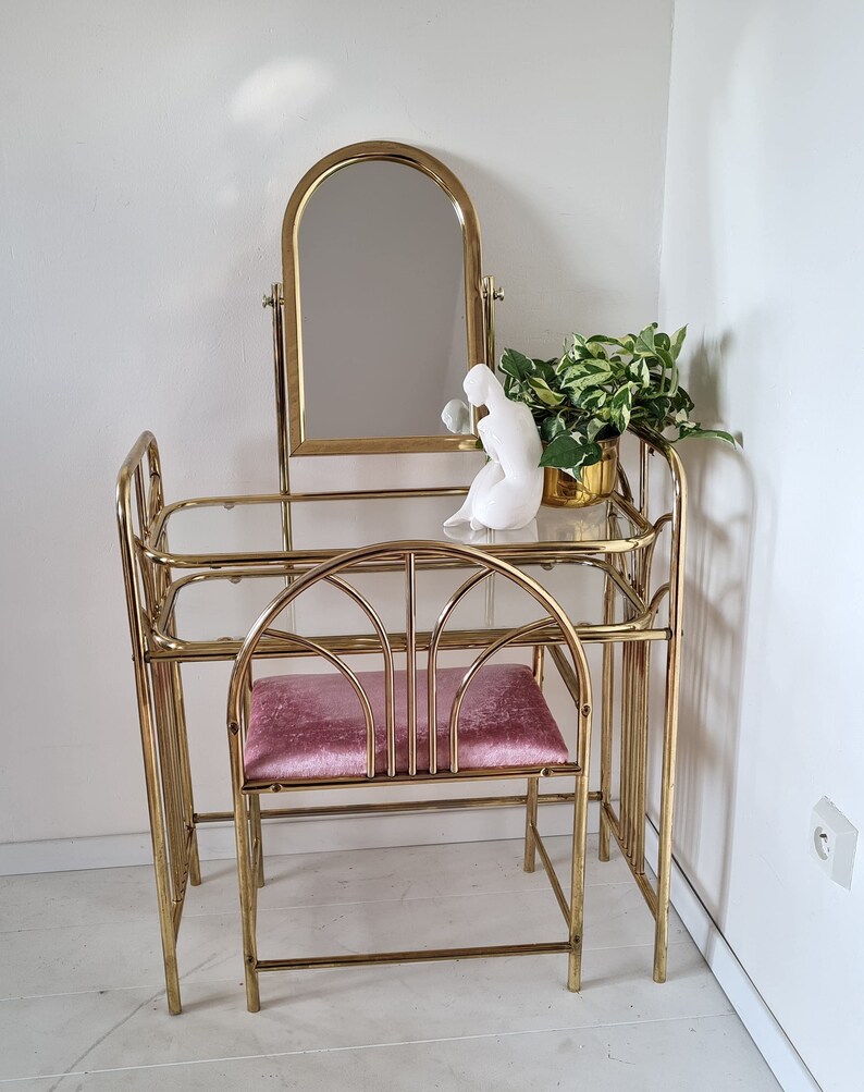Vintage Hollywood Regency Dressing Table Set Modern Chrome and - Etsy