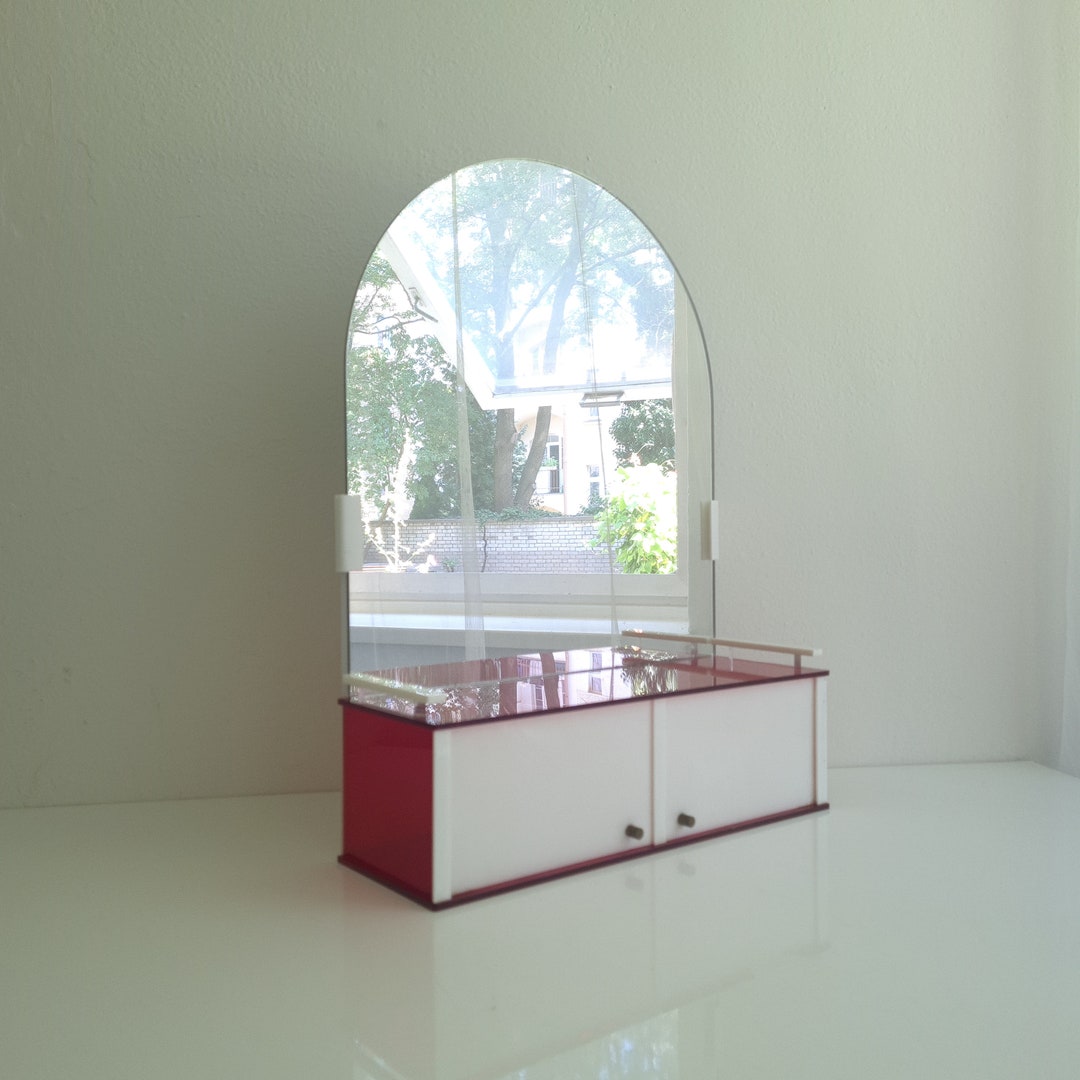 Vintage Postmodern Wall Mirror With Plexiglass Shelf - Etsy
