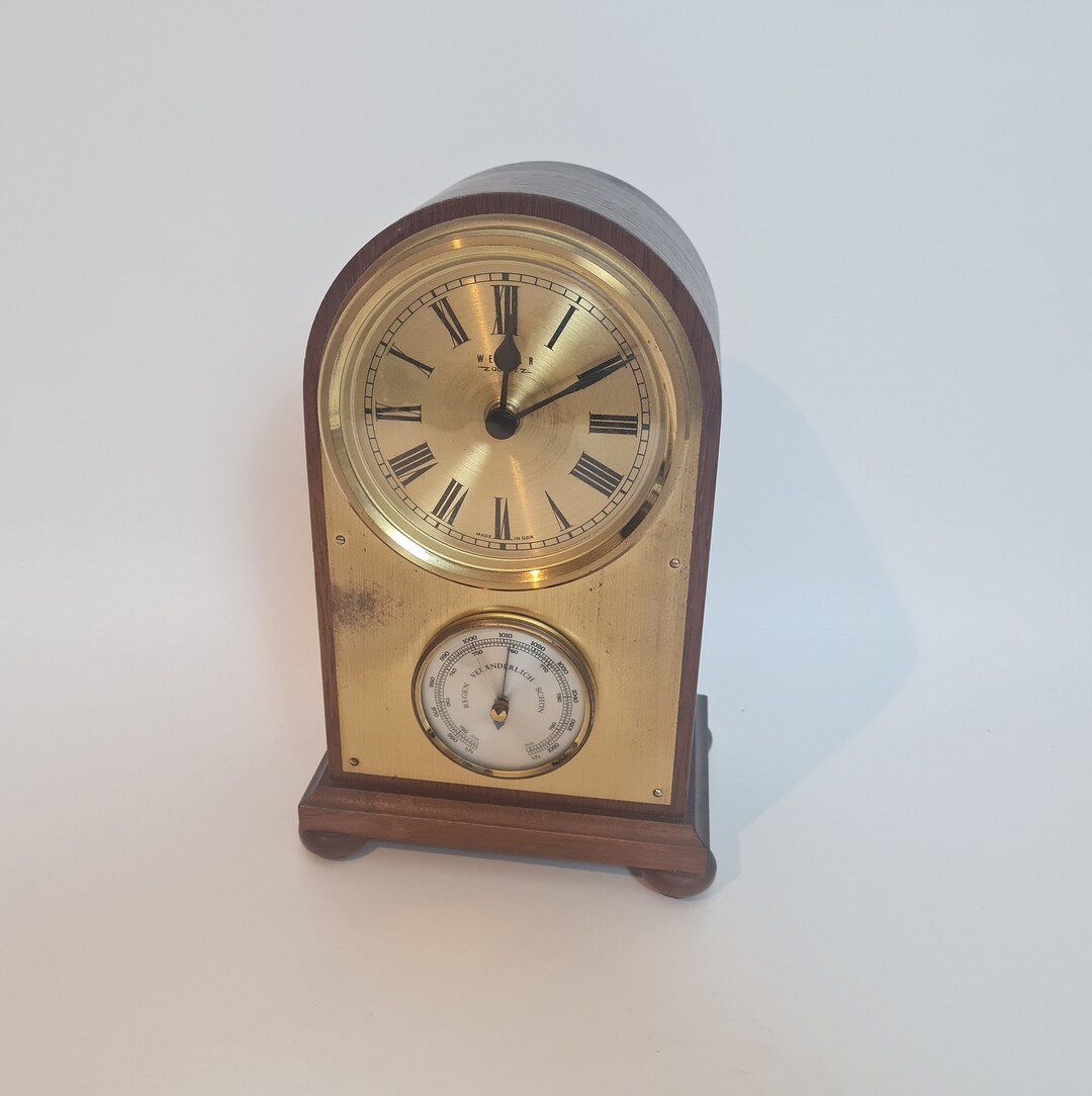 Vintage Mid Century Weimar Mantel Clock With Barometer - Etsy