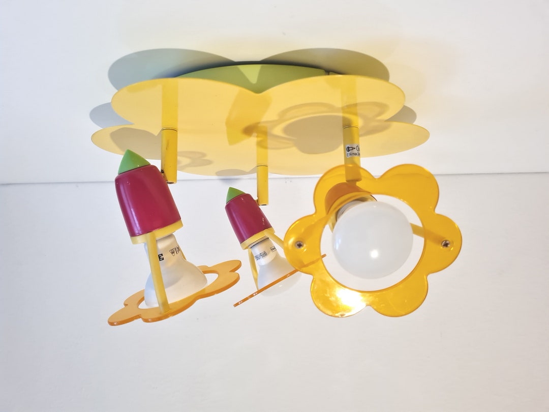 Vintage Y2K Ceiling Lamp Flowers. Metal/plastic Multi-colored Lamp - Etsy