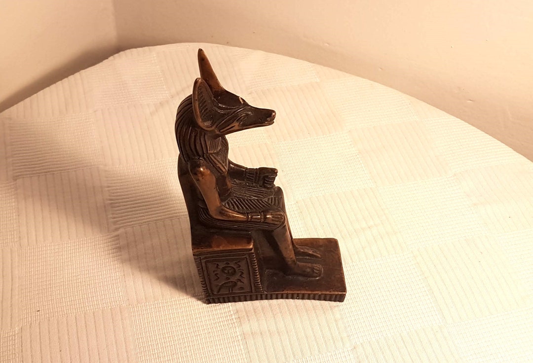 Vintage Statuette or Bookends Stand Ancient Egyptian God Retro Book ...