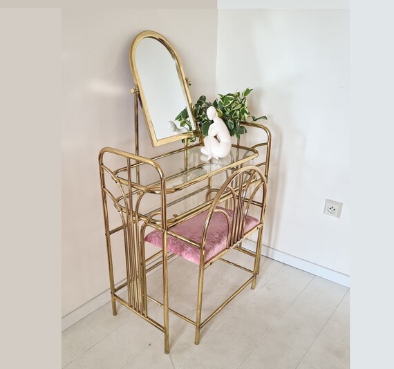 Vintage Hollywood Regency Dressing Table Set Modern Chrome and - Etsy