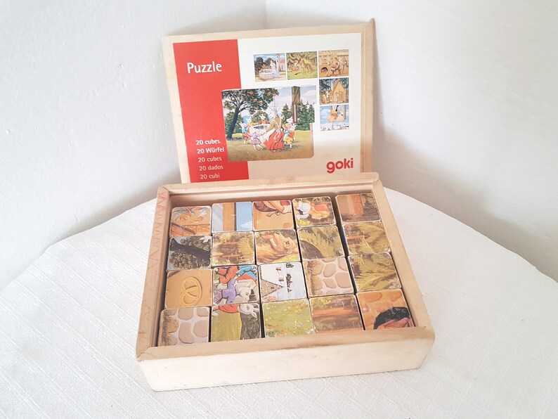 Vintage Wooden Cube Puzzle With A Wooden Box 6 Puzzles in 1 - Etsy