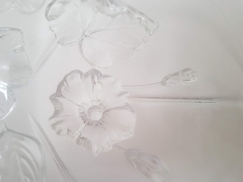 Vintage Glass Tray With Raised Roses Serving Bowl Platter Dish | Etsy