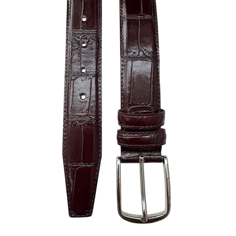 Italian Leather Burgundy Ox Blood Crocodile Print Belt 35mm - Etsy