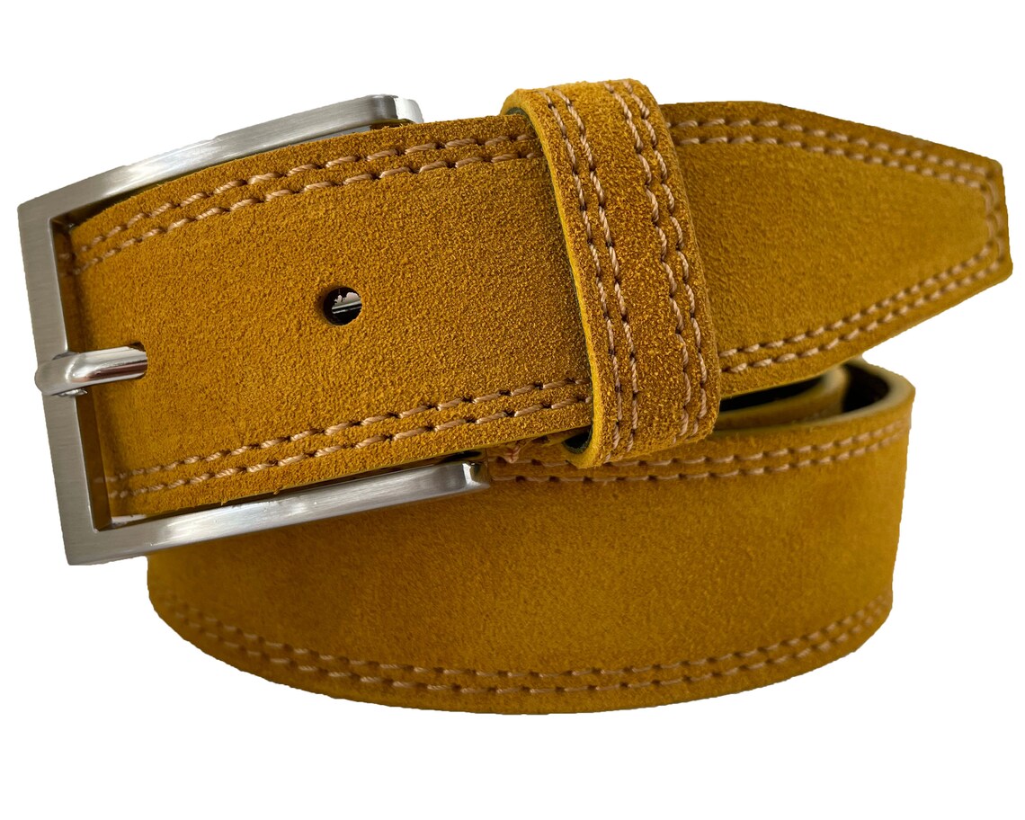 Mens Italian Suede Belt Mustard Yellow 35mm - Etsy