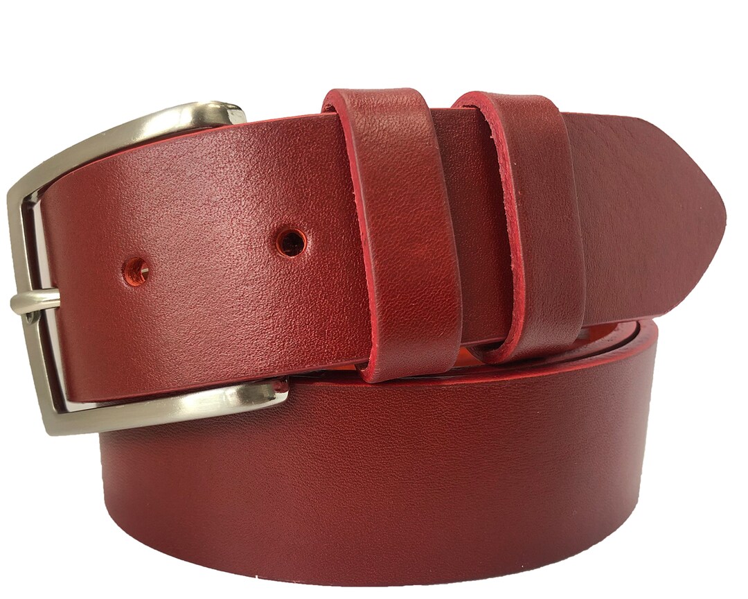 Mens Red Single Skin Hide Italian Hide Leather Belt 40mm - Etsy