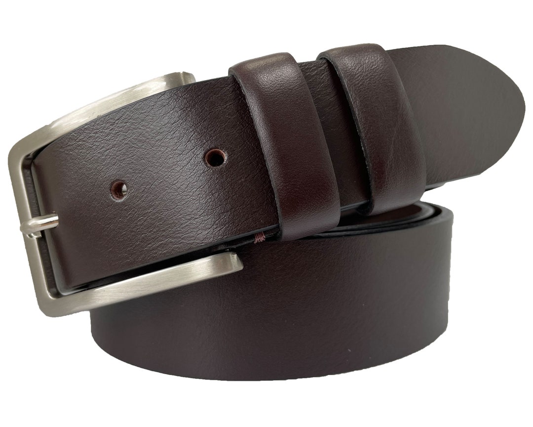 Mens Dark Brown Classic Single Skin Hide Italian Hide Leather Belt 40mm ...