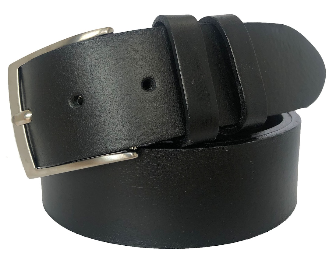 Mens Black Single Skin Bull Hide Italian Hide Leather Belt 40mm - Etsy