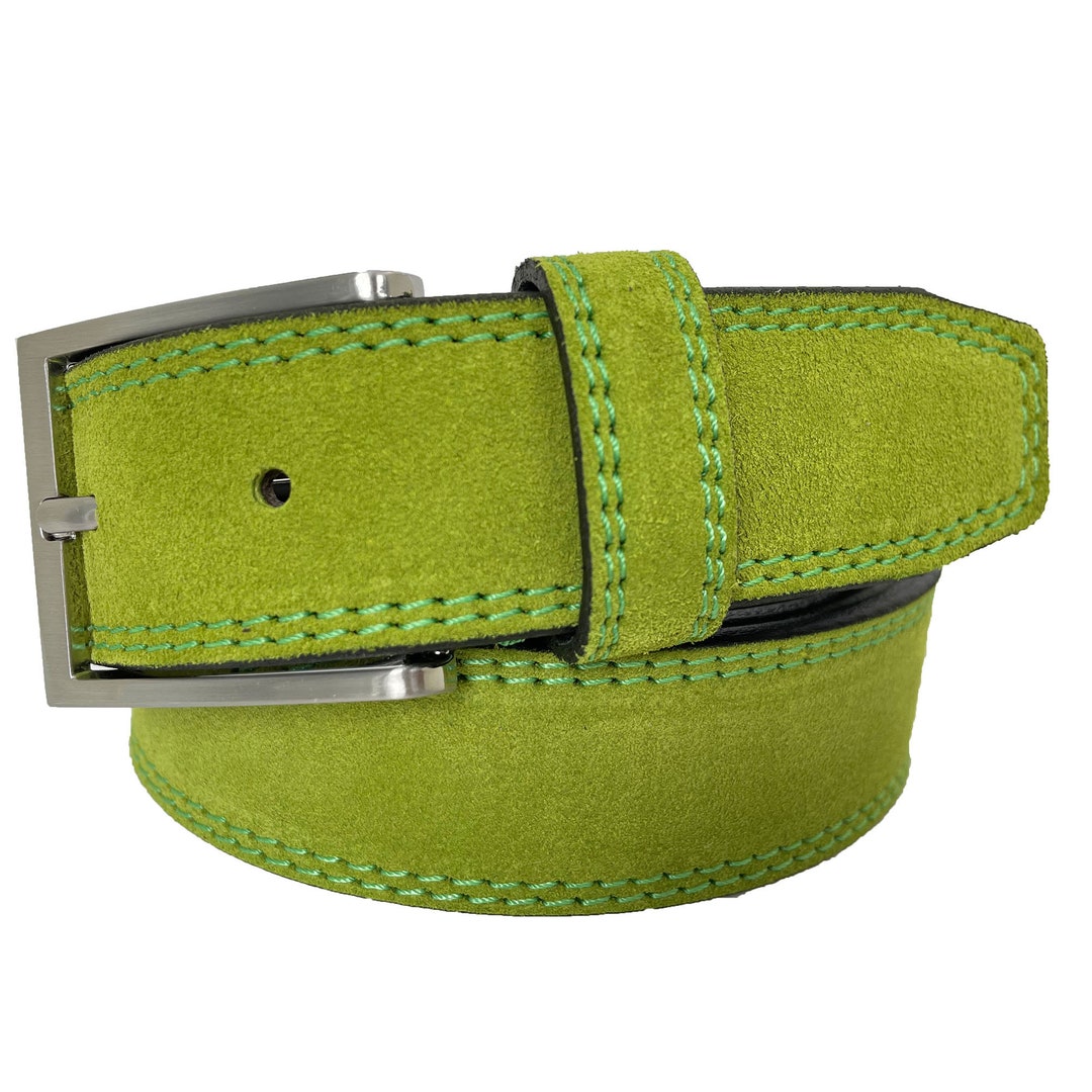 Mens Italian Suede Belt Apple Green 35mm - Etsy