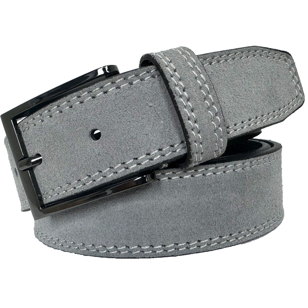 Mens Italian Suede Belt Light Grey Gun Metal Shine Buckle 35mm - Etsy
