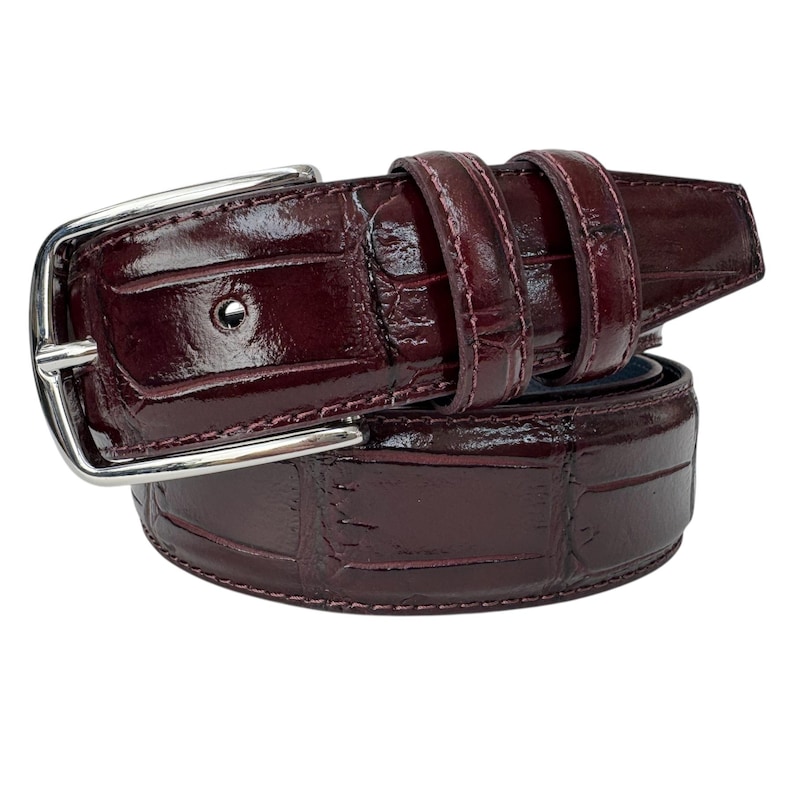 Italian Leather Burgundy Ox Blood Crocodile Print Belt 35mm - Etsy