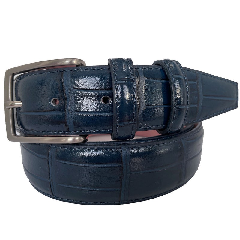 Large Blue Leather Belt - Etsy