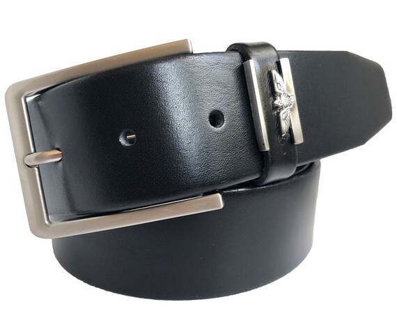 Mens Black Single Skin Hide Italian Hide Leather Belt Eagle | Etsy
