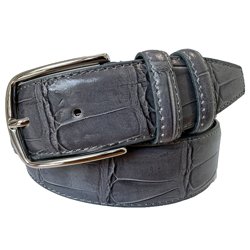 Gray Leather Belt - Etsy