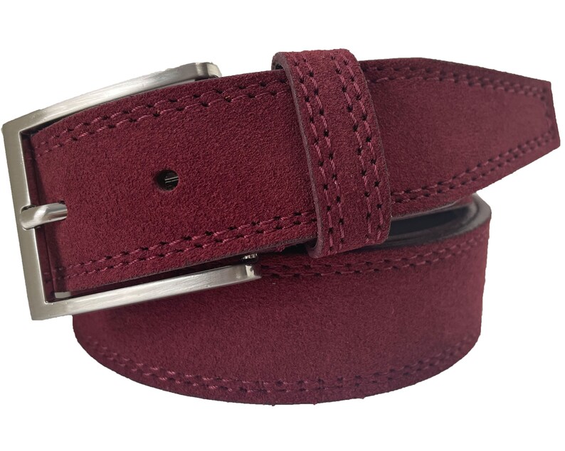 Mens Italian Suede Belt Burgundy Maroon 35mm - Etsy