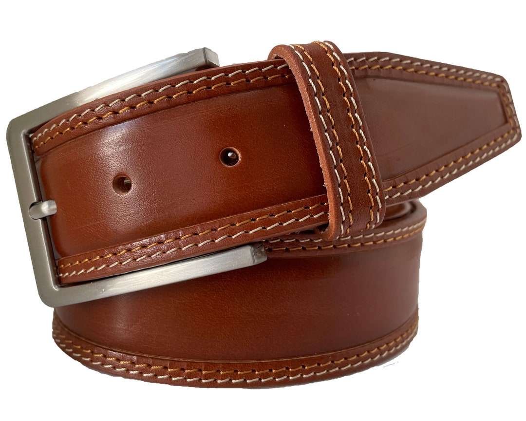 Mens Rich Cognac Tan Single Skin Hide Italian Hide Leather Double ...