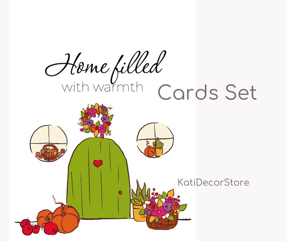 Gratitude Digital Cards Set Printable Thanksgiving Greeting Cards With ...