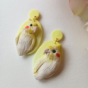 Cockatiel Bird Earrings Dangle Polymer Clay Earrings Handmade Cute Bird ...