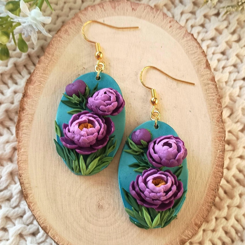 Violet Polymer Earrings - Etsy