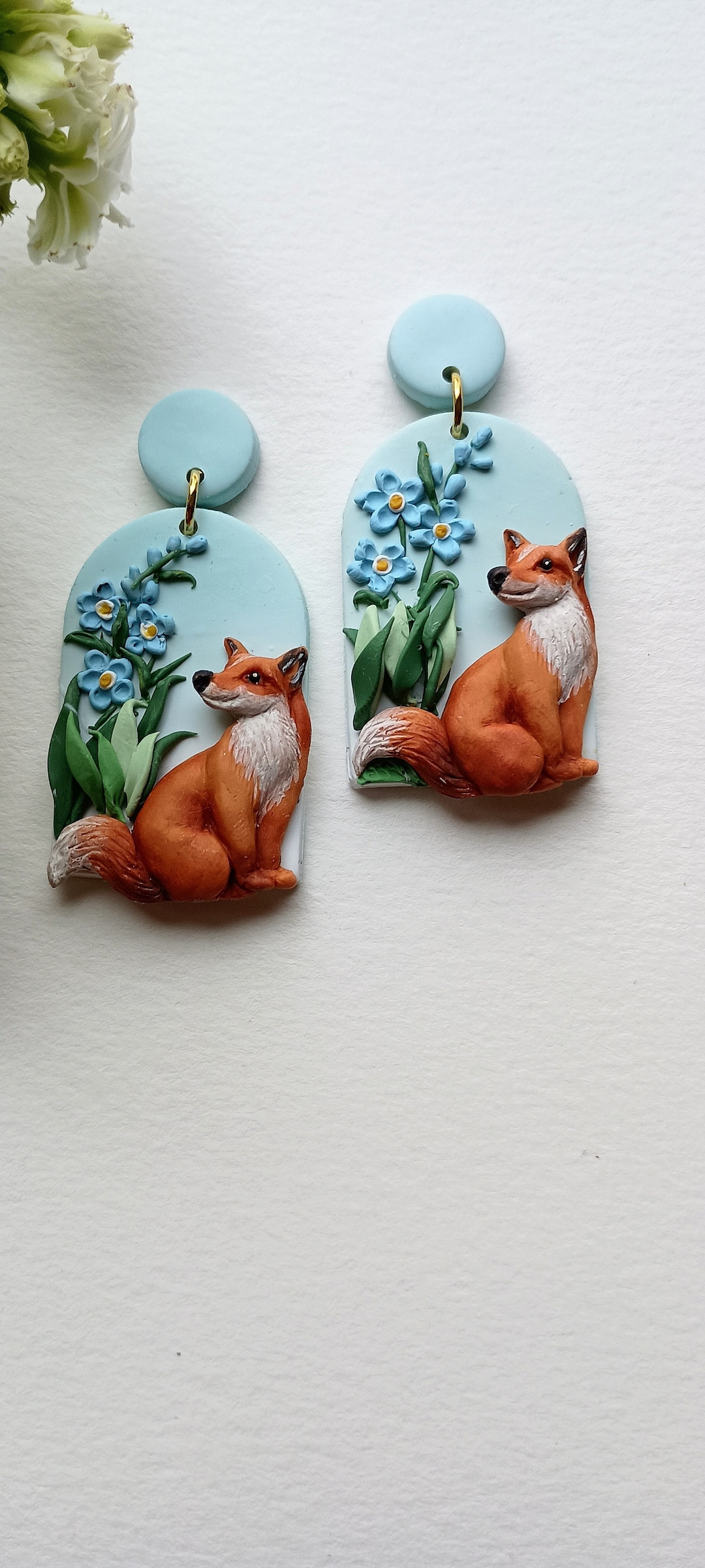 Fox Earrings Dangle Clay Earrings Handmade Polymer Clay Jewelry ...