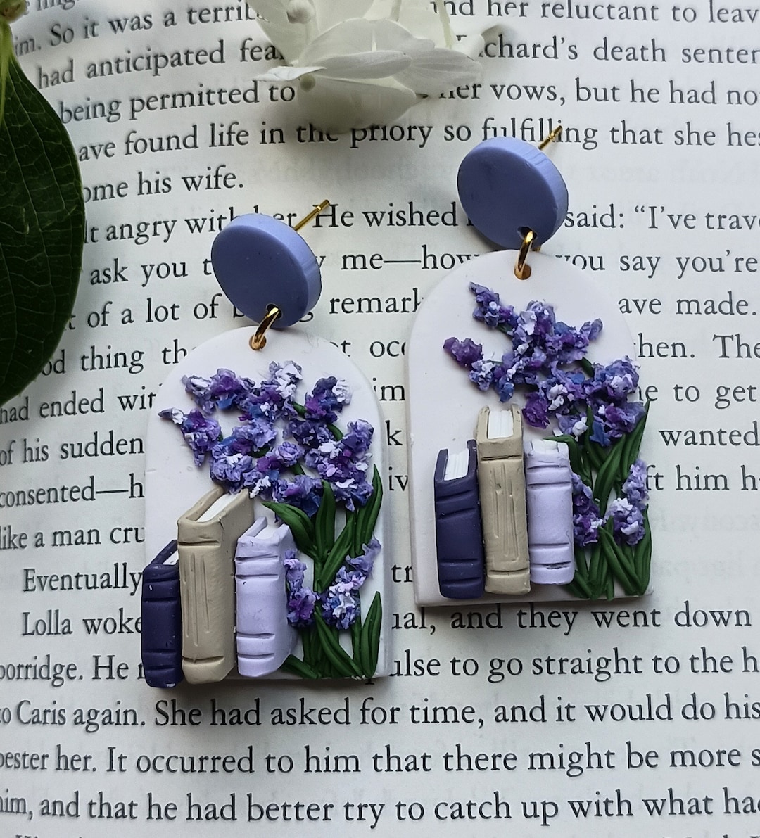 Book Earrings Dangle Book Lover Earrings Handmade Polymer Clay Earrings ...