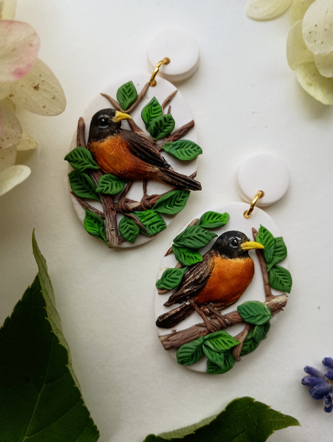 Garden Bird Collection American Robin Earrings Handmade - Etsy