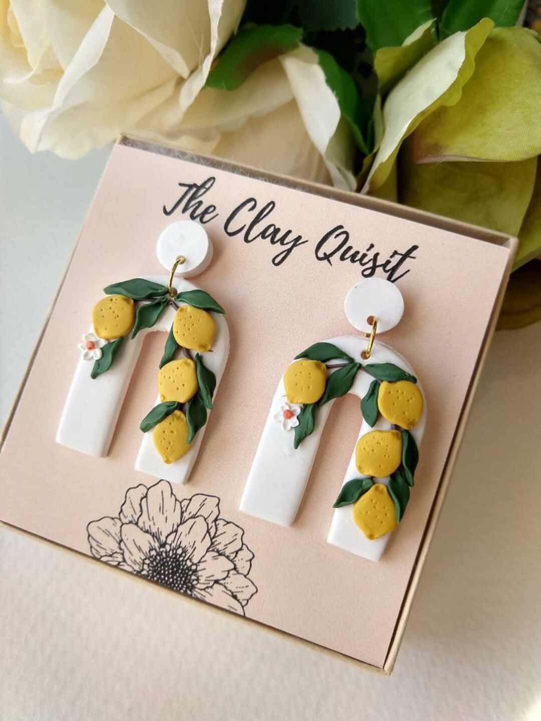 Lemon Earrings Dangle Fruit Earrings Handmade Polymer Clay Earrings ...