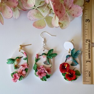 Hummingbirds Earrings Dangle Bird Earrings Handmade Polymer Clay ...