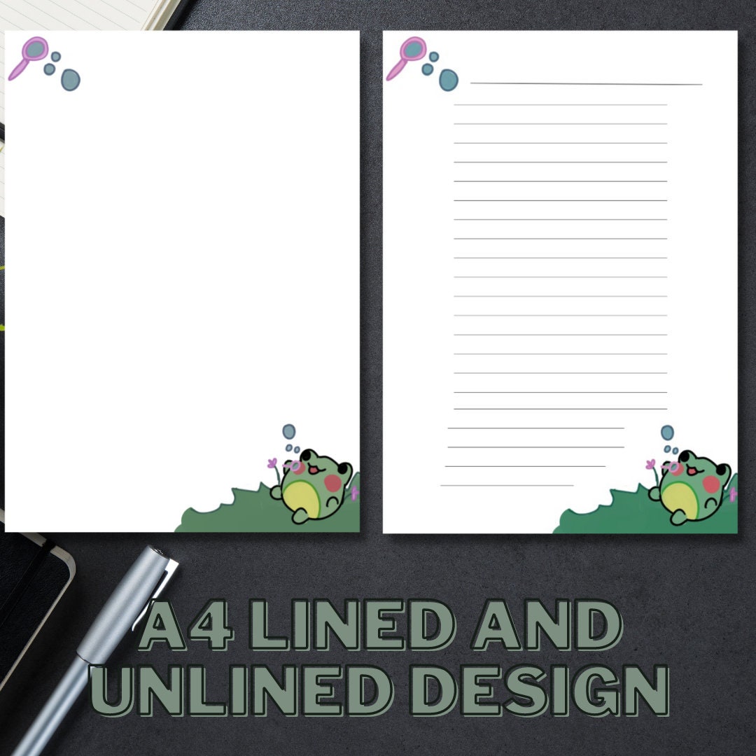 Kawaii Bubble Frog Stationery Printable 8.5 X 11 Inches Journal Paper ...
