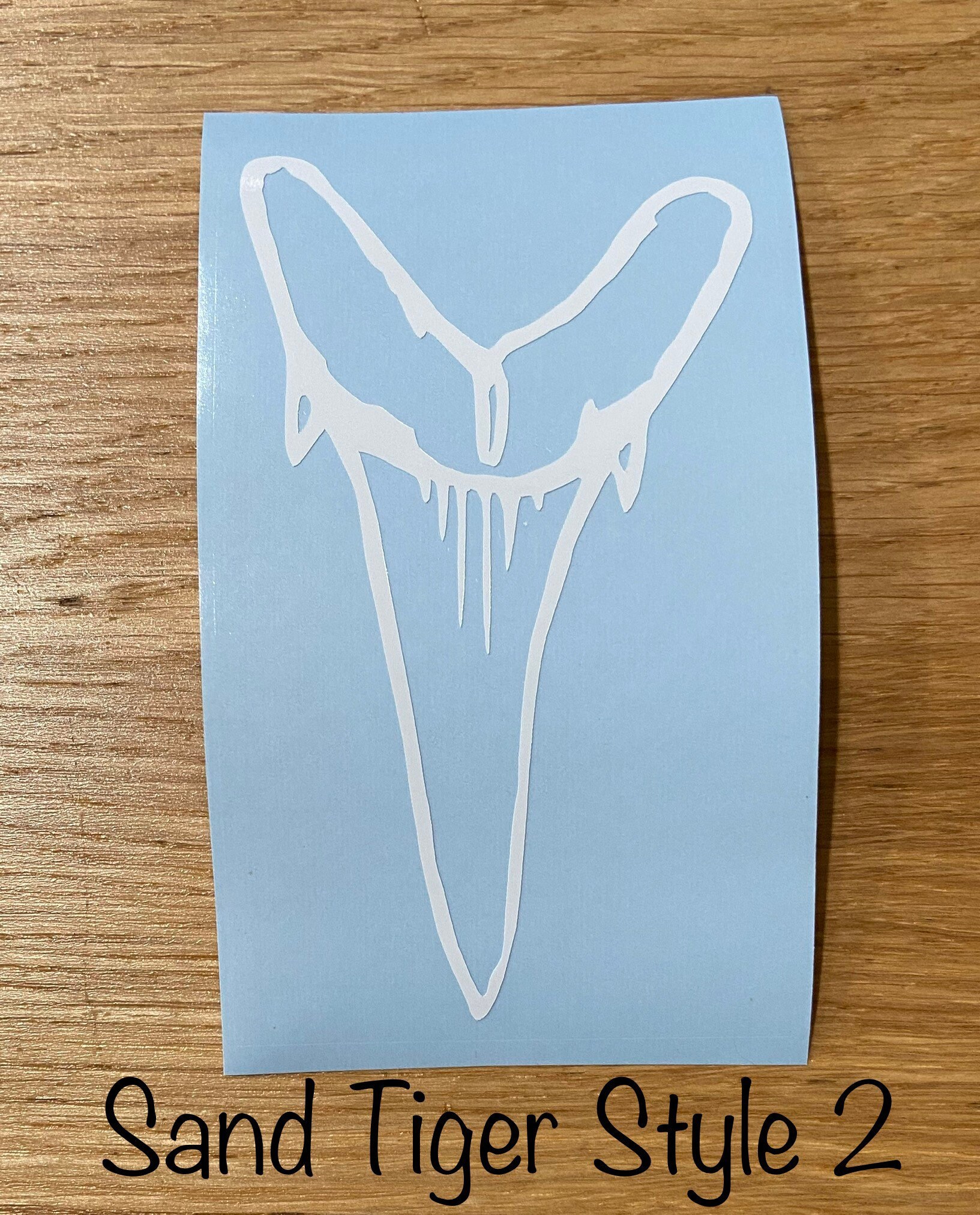 Sand Tiger Shark Tooth 2 Styles Vinyl Decal Sticker, Ocean Beach Costal ...