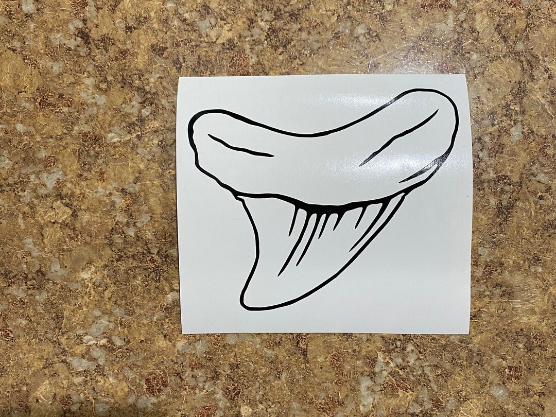 Thresher Shark Tooth Vinyl Decal Sticker, Ocean Beach Coastal Fossil ...