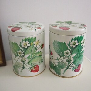 Set of Two Vintage Tin Containers | Strawberry Tin Boxes | Vintage ...